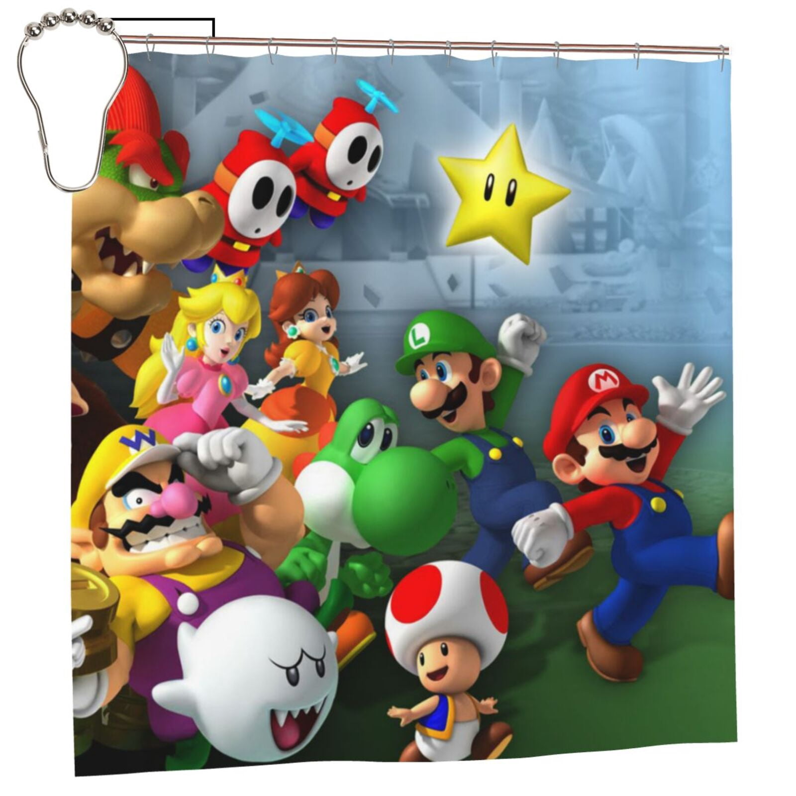 Super Mario Bros Game Shower Curtain Waterproof Polyester Fabric Decor ...