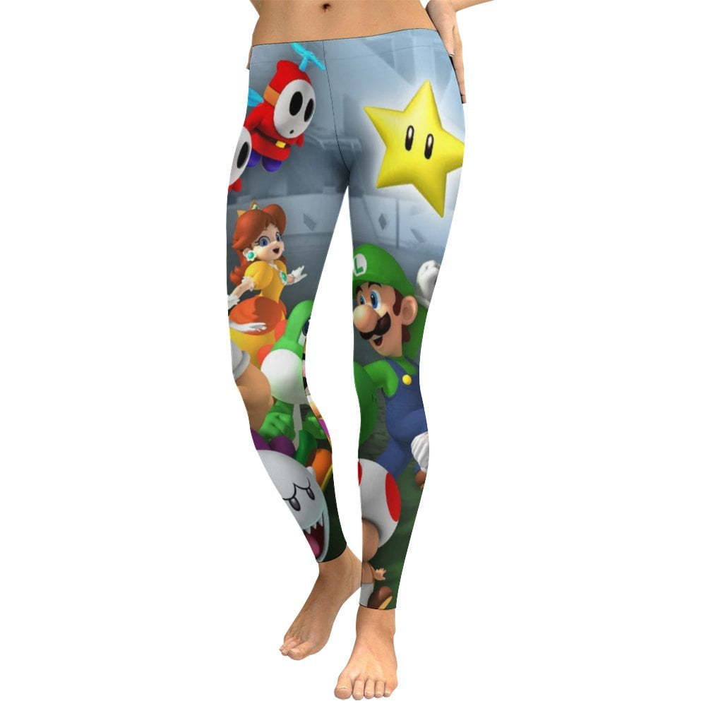 Super Mario Bros Game Women's Yoga Pants High Waisted Tummy Control Non ...