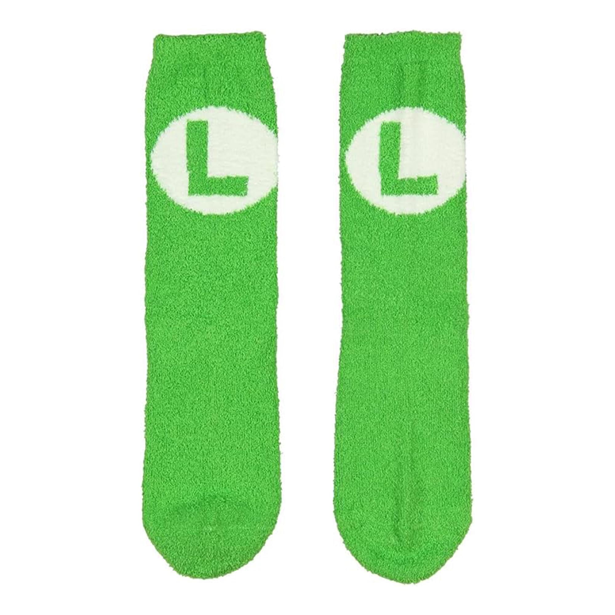 Nintendo Super Mario Bros. Adult Crew Socks with Green Luigi Logo ...