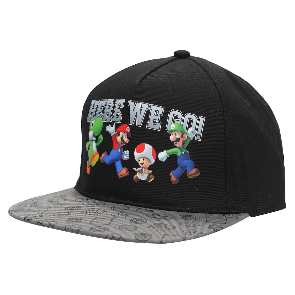 Super Mario Bros Here We Go Boy's Black Snapback Hat - Walmart.com