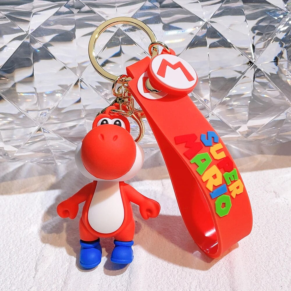 Super Mario Bros Keychain Anime Figure Toad Yoshi Car Decoration ...