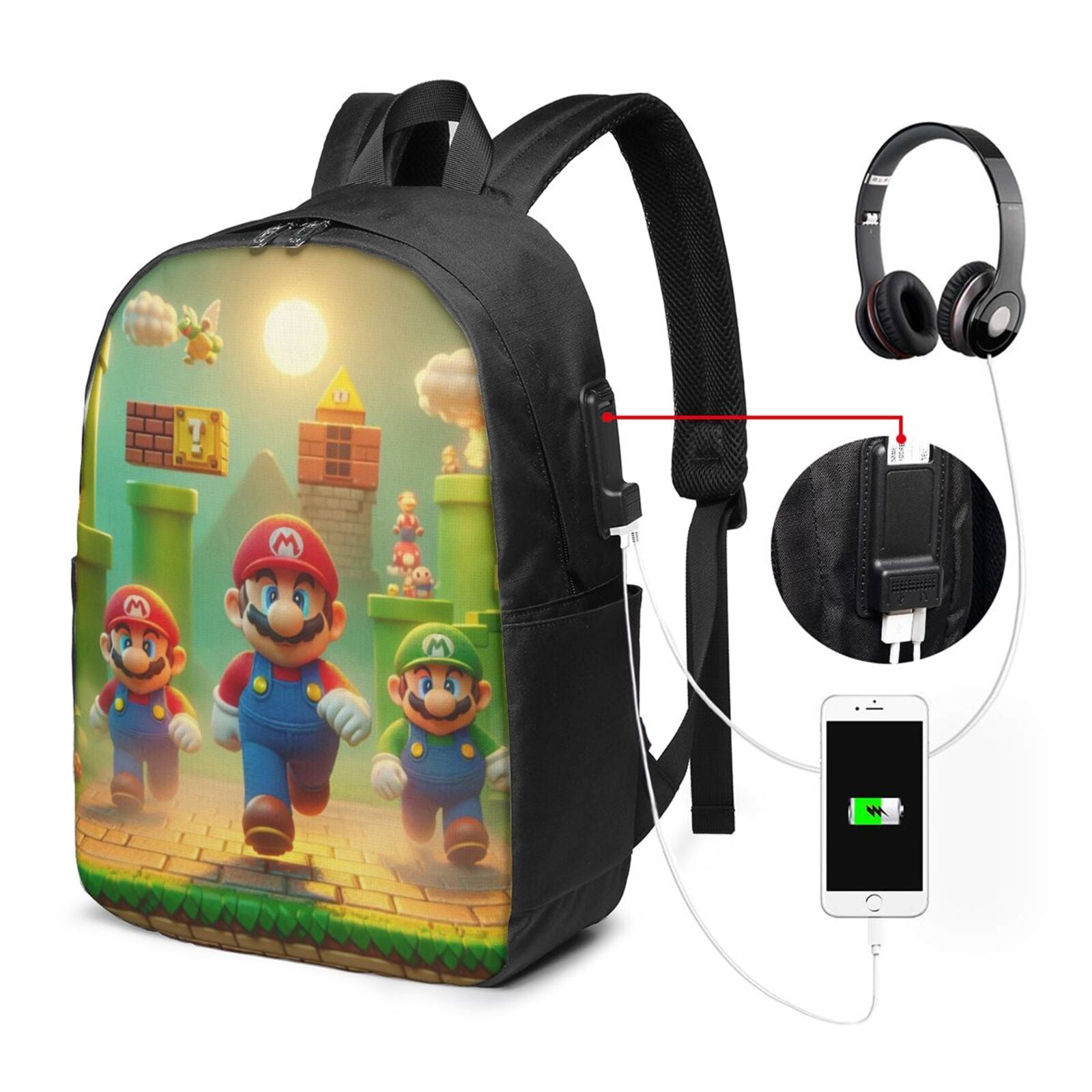 Super Mario Bros Large Capacity School & Travel Backpack For Men Women ...