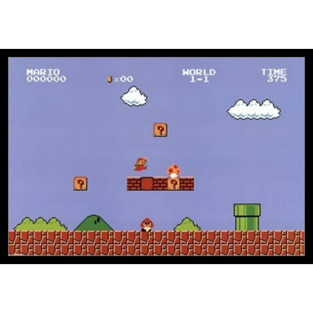 Super Mario Bros. - Level 1-1 Laminated & Framed Poster (36 x 24 ...