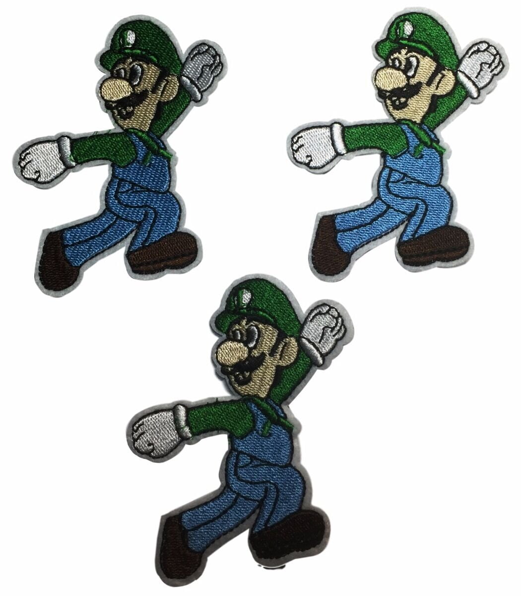 Super Mario Bros. Luigi 3" Wide Embroidered Iron On Patch Set of 3 ...