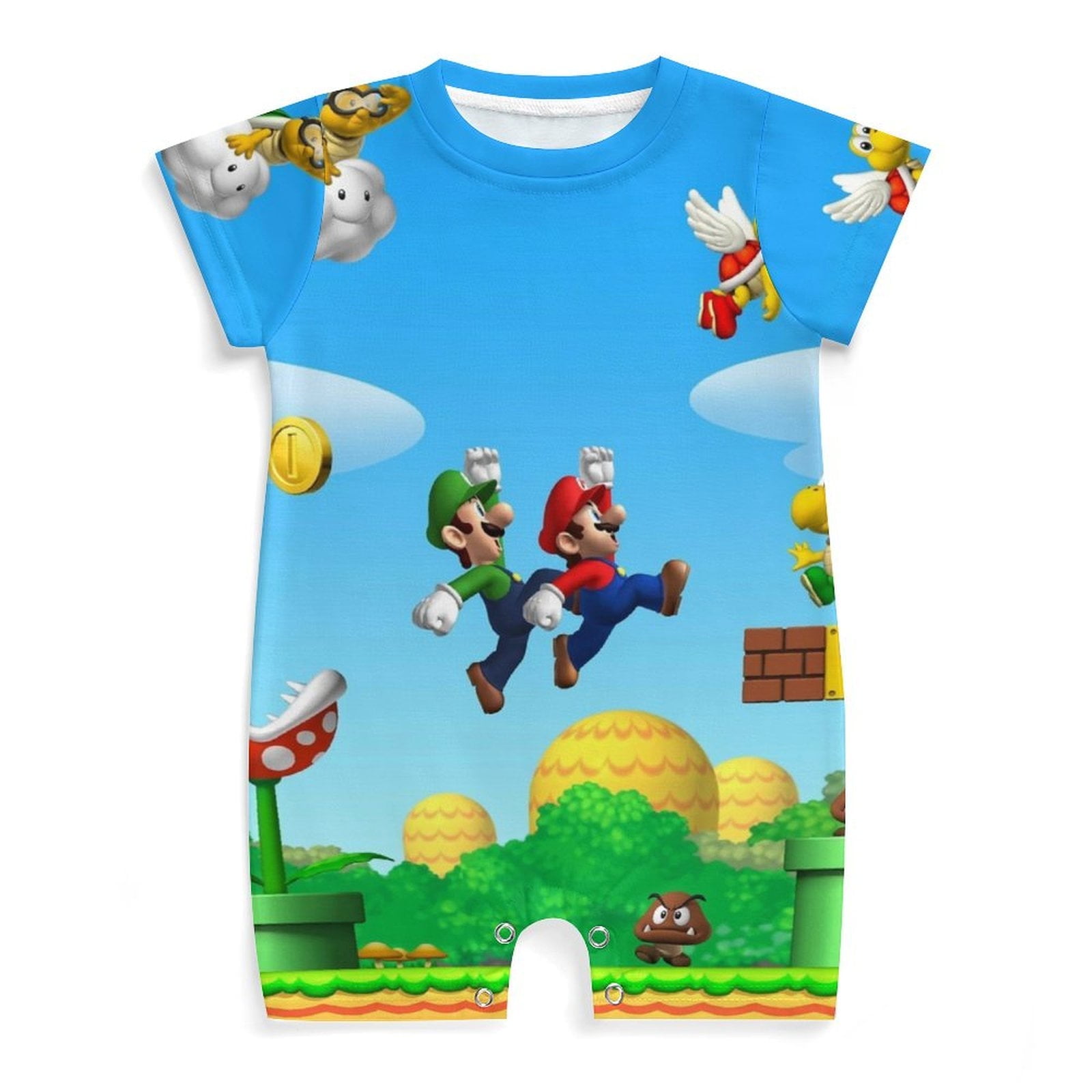 Super Mario Bros Luigi Baby One-Piece Rompers Short Sleeve Bodysuits ...
