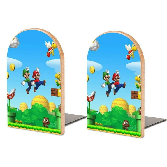 Super Mario Bros Luigi Bookends Wood Book Divider Decorative Shelves ...
