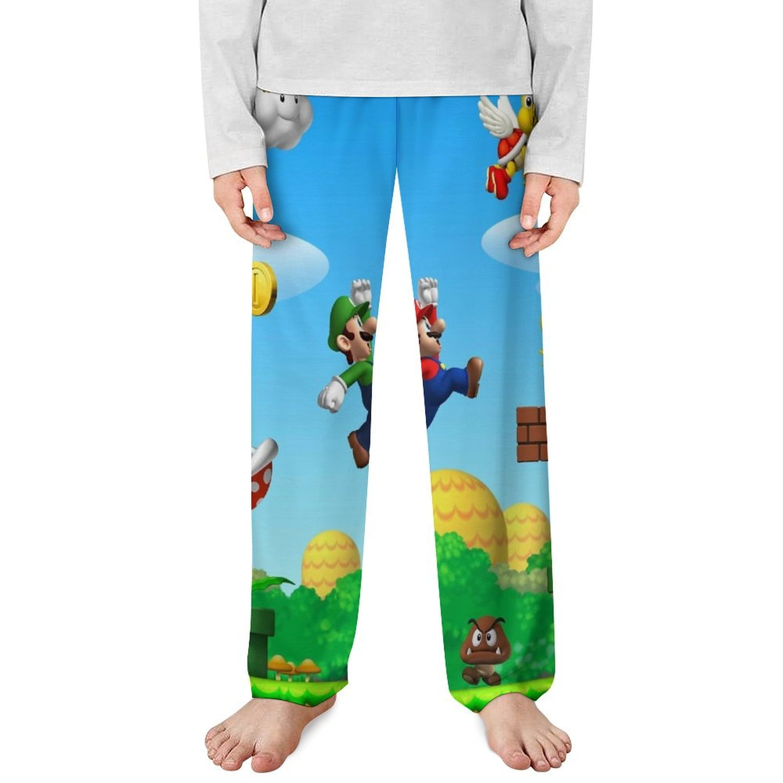 Super Mario Bros Luigi Comfy Pajamas For Kids Cozy Lounge Straight Leg ...