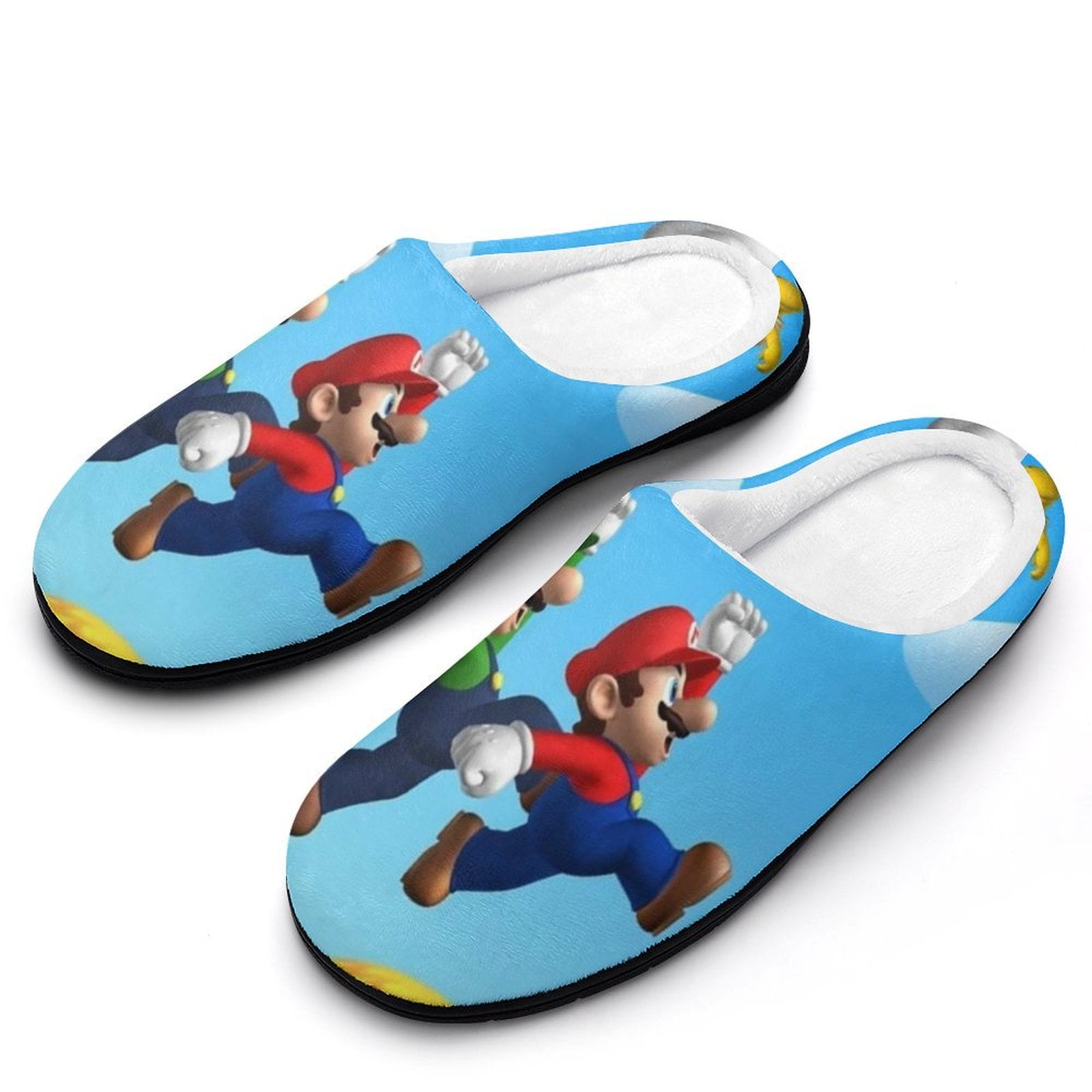 Super Mario Bros Luigi Fuzzy Cotton Slippers For Womens Lightweight ...