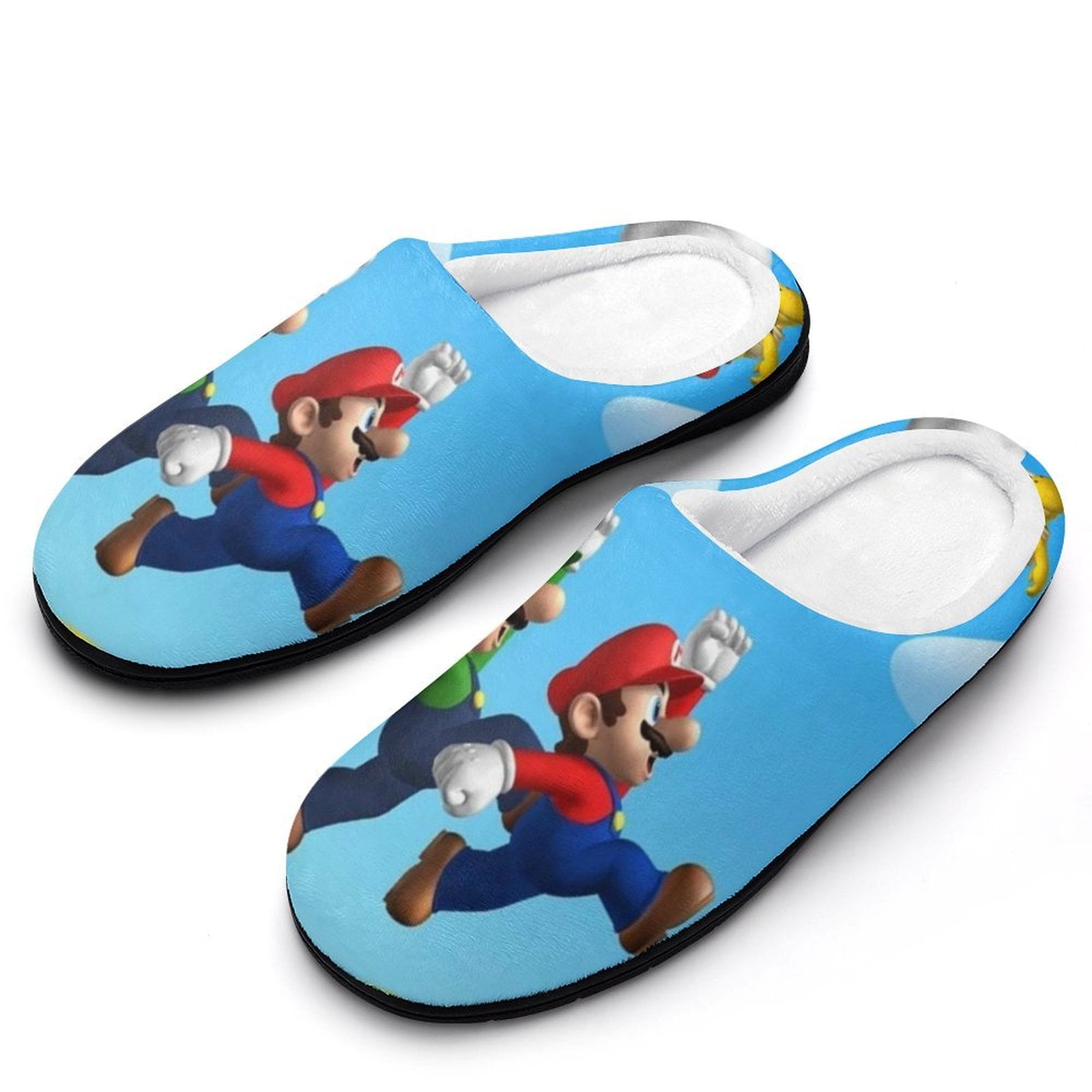 Super Mario Bros Luigi Men's Cotton Slippers Winter Fuzzy Lightweight ...