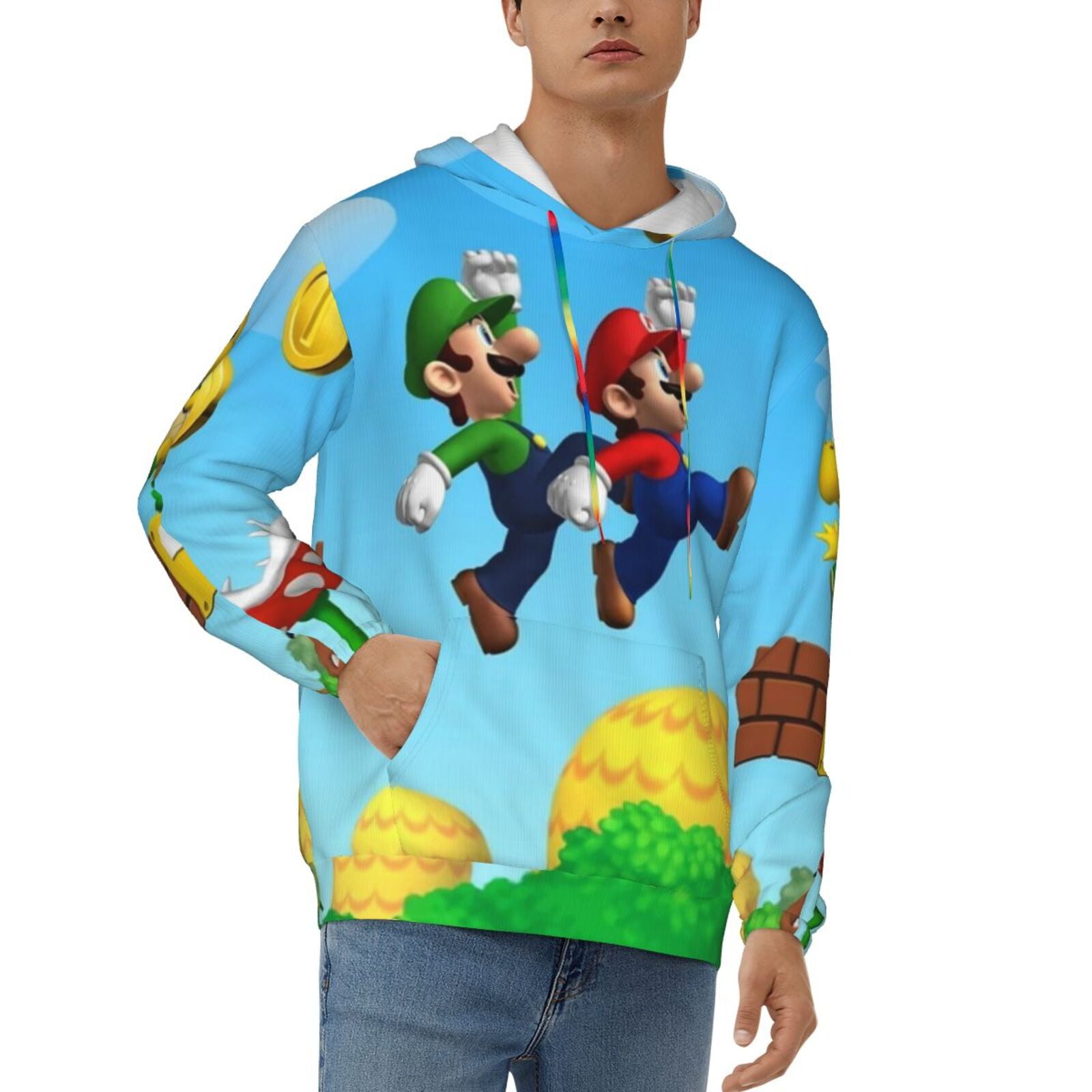 Super Mario Bros Luigi Mens Hoodies Sweatshirt Novelty 3d Print