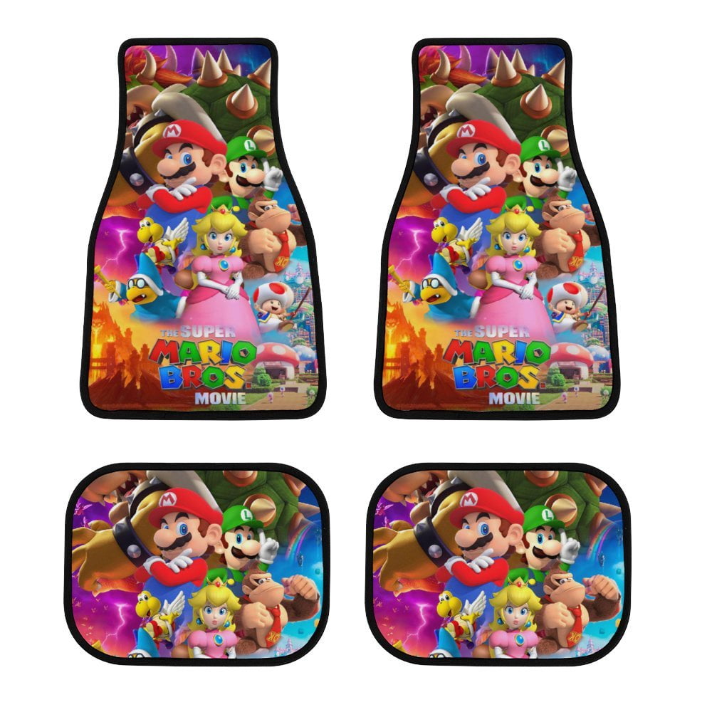 Super Mario Bros Luigi Movie Car Floor Mat Set 4-Piece Front/Rear Auto ...