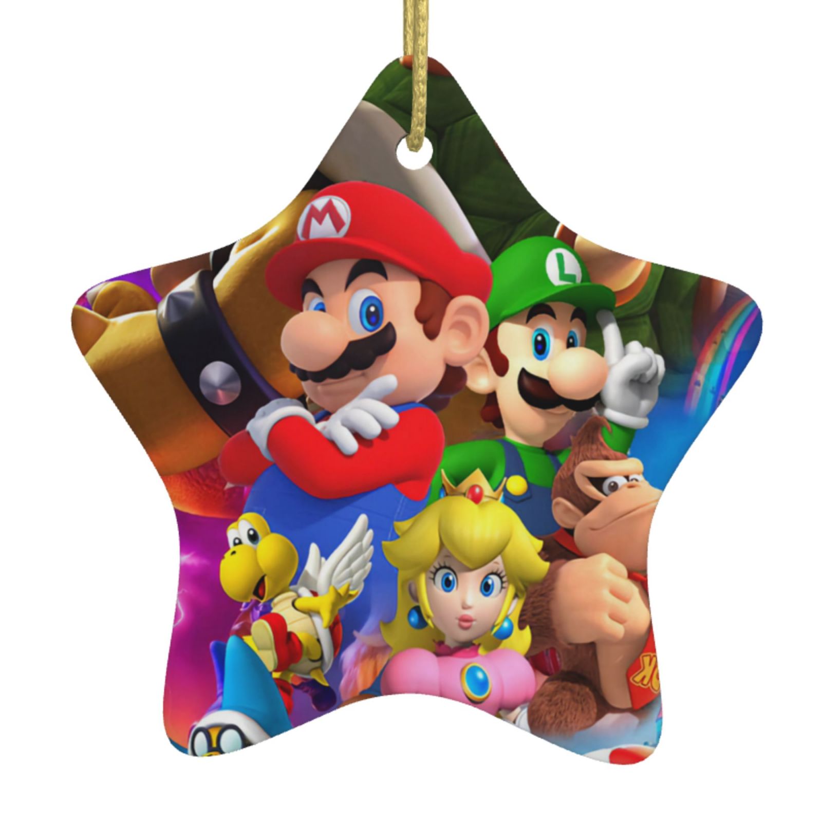 Super Mario Bros Luigi Movie Christmas Ornament Xmas Tree Ceramic Star ...