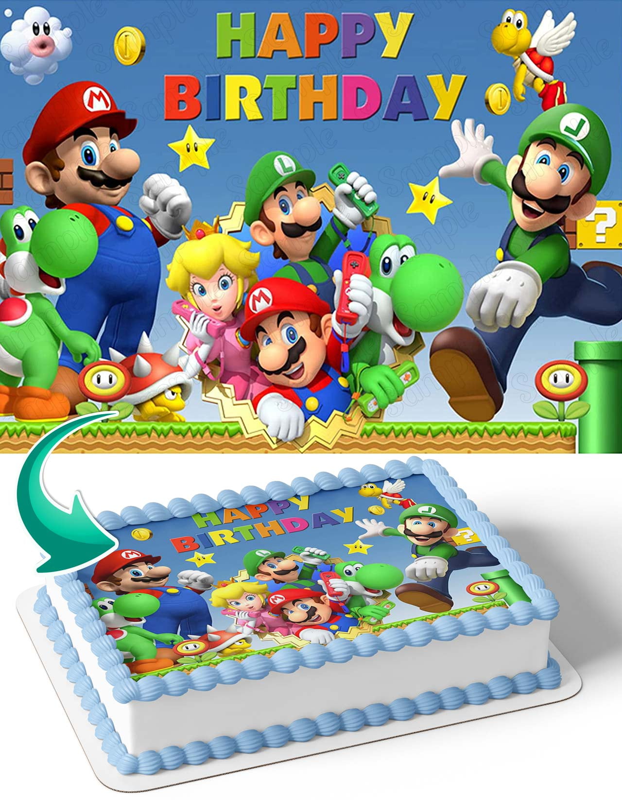 Super Mario Bros Luigi World Edible Image Cake Topper Personalized ...