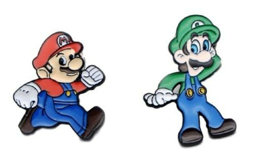 Super Mario Bros Mario and Luigi Characters Enamel Metal Logo Pin ...