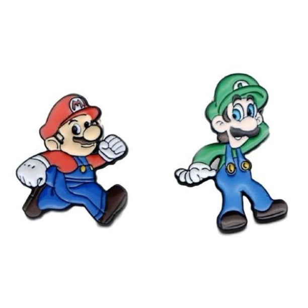 Super Mario Bros Mario and Luigi Characters Enamel Metal Logo Pin ...