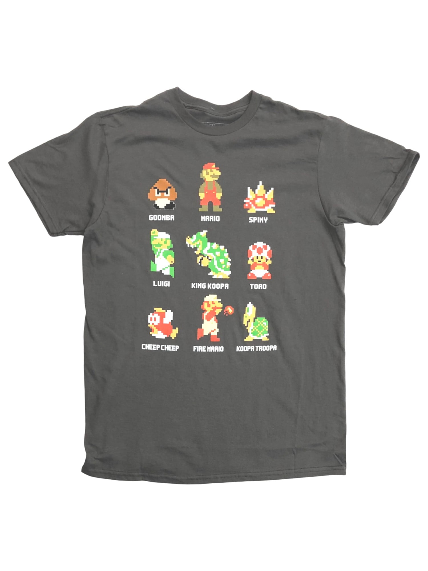 Super Mario Bros Mens Gray Luigi & King Koopa Tee Shirt T-Shirt Small ...
