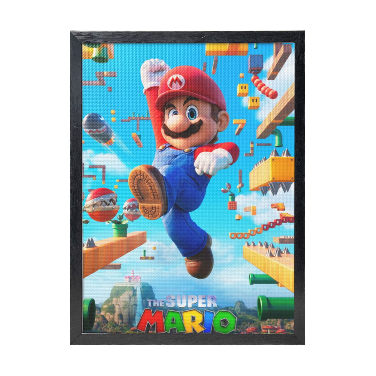 Super Mario Bros. Movie Black Frame Decorative Painting Canvas Decor ...