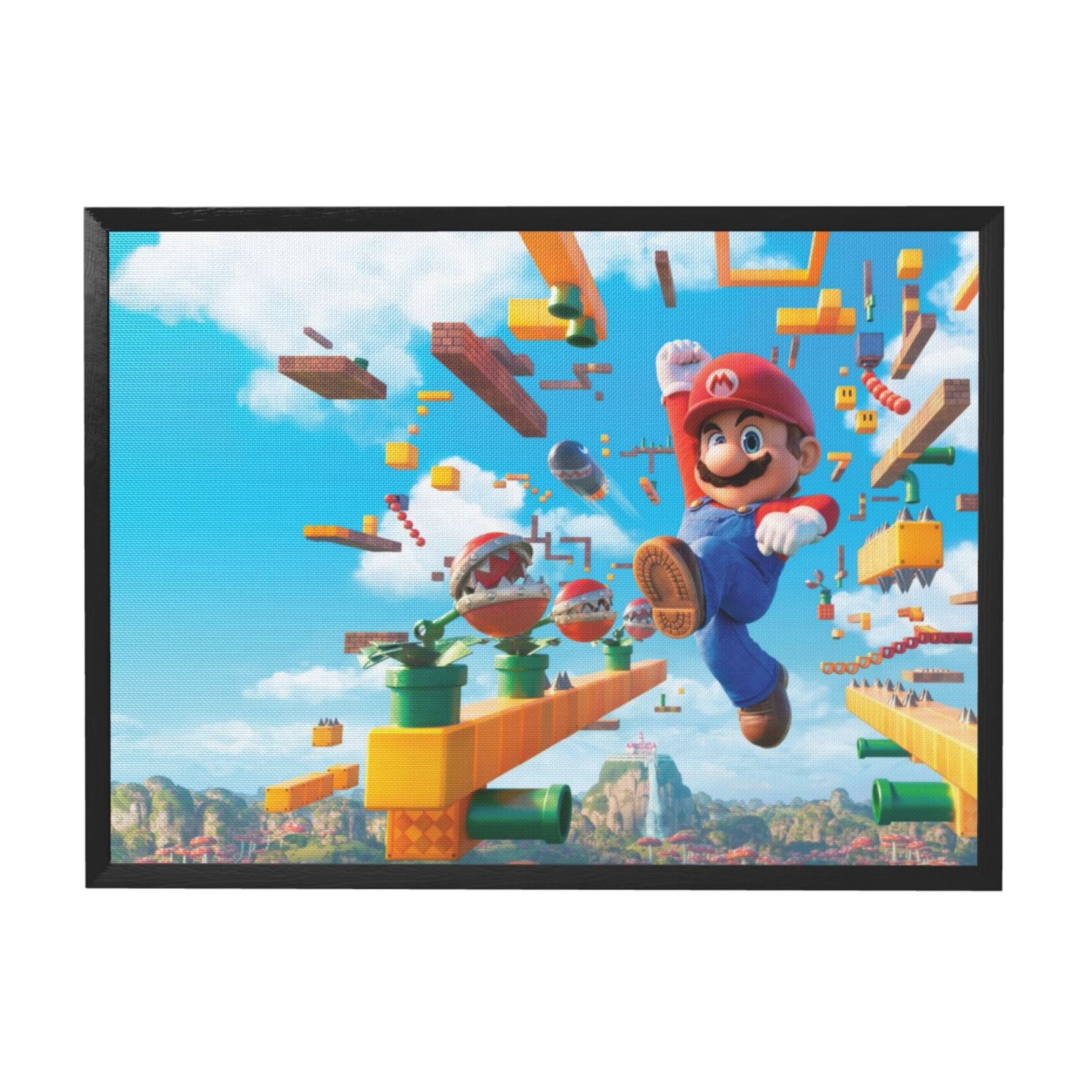 Super Mario Bros. Movie Black Frame Decorative Painting Canvas Decor ...