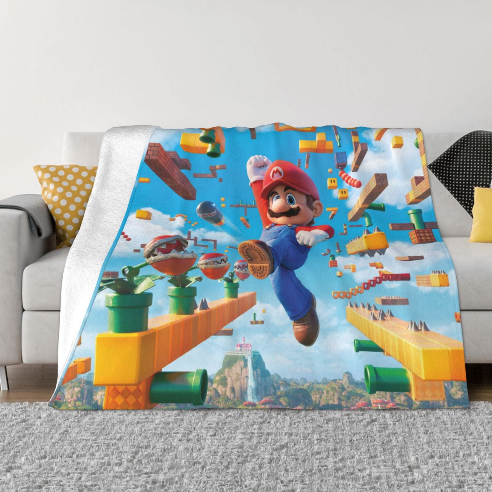 Super Mario Bros. Movie Flannel Blanket Cozy Ultra-Soft Micro Fleece ...