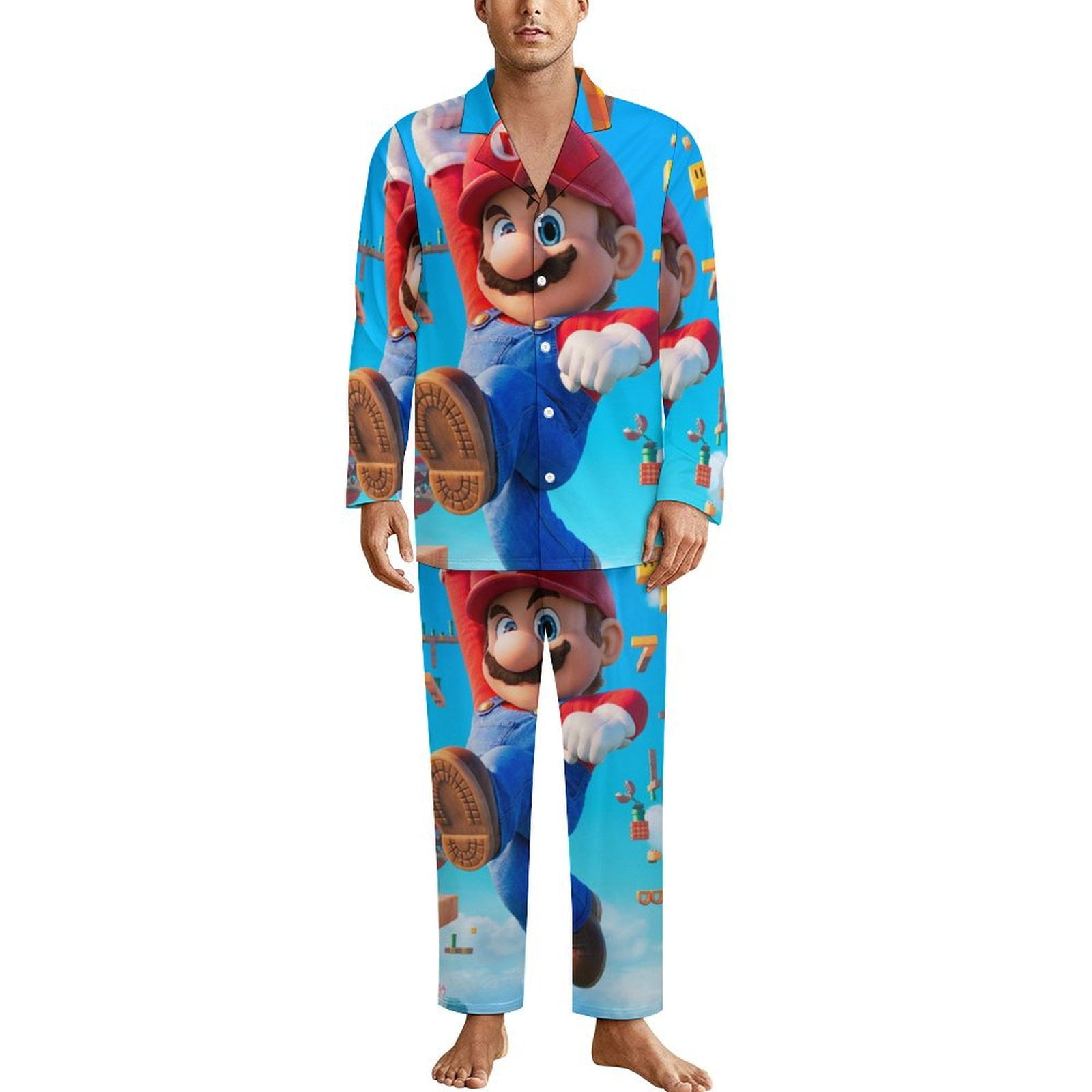 Super Mario Bros. Movie Long Sleeved Pajama Set for Men Sleepwear Sets ...