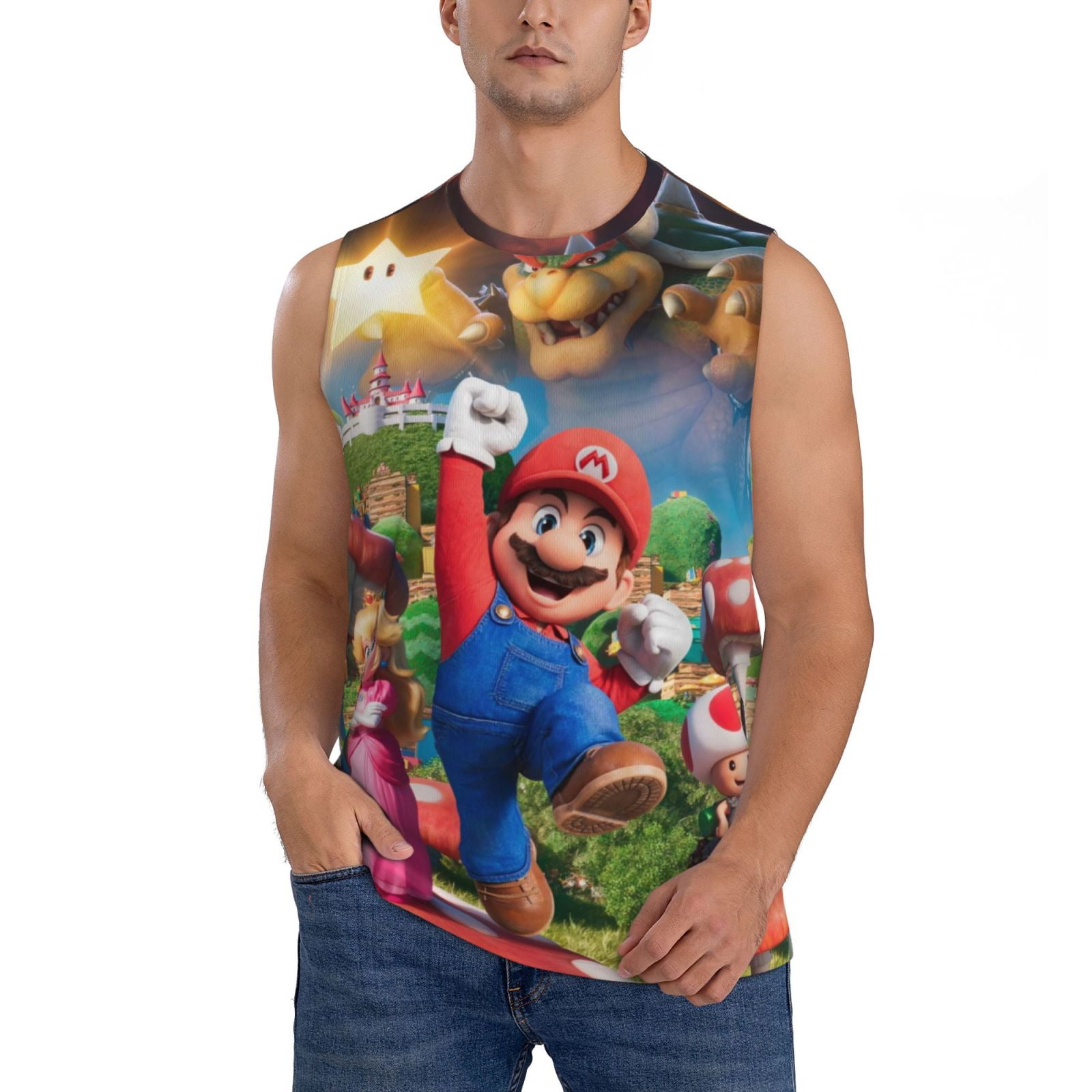 Super Mario Bros. Movie Men'S Sleeveless Tank Tops T Shirt Gym ...