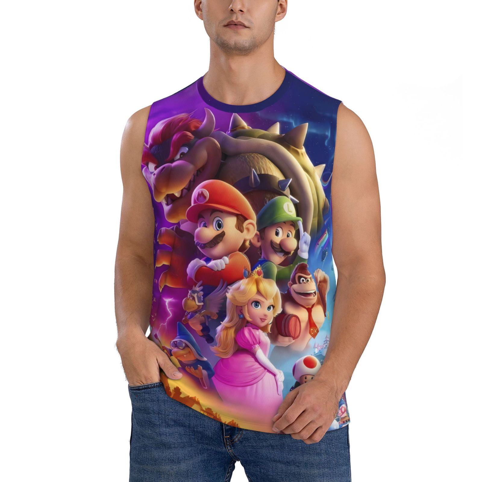 Super Mario Bros. Movie Men'S Sleeveless Tank Tops T Shirt Gym ...