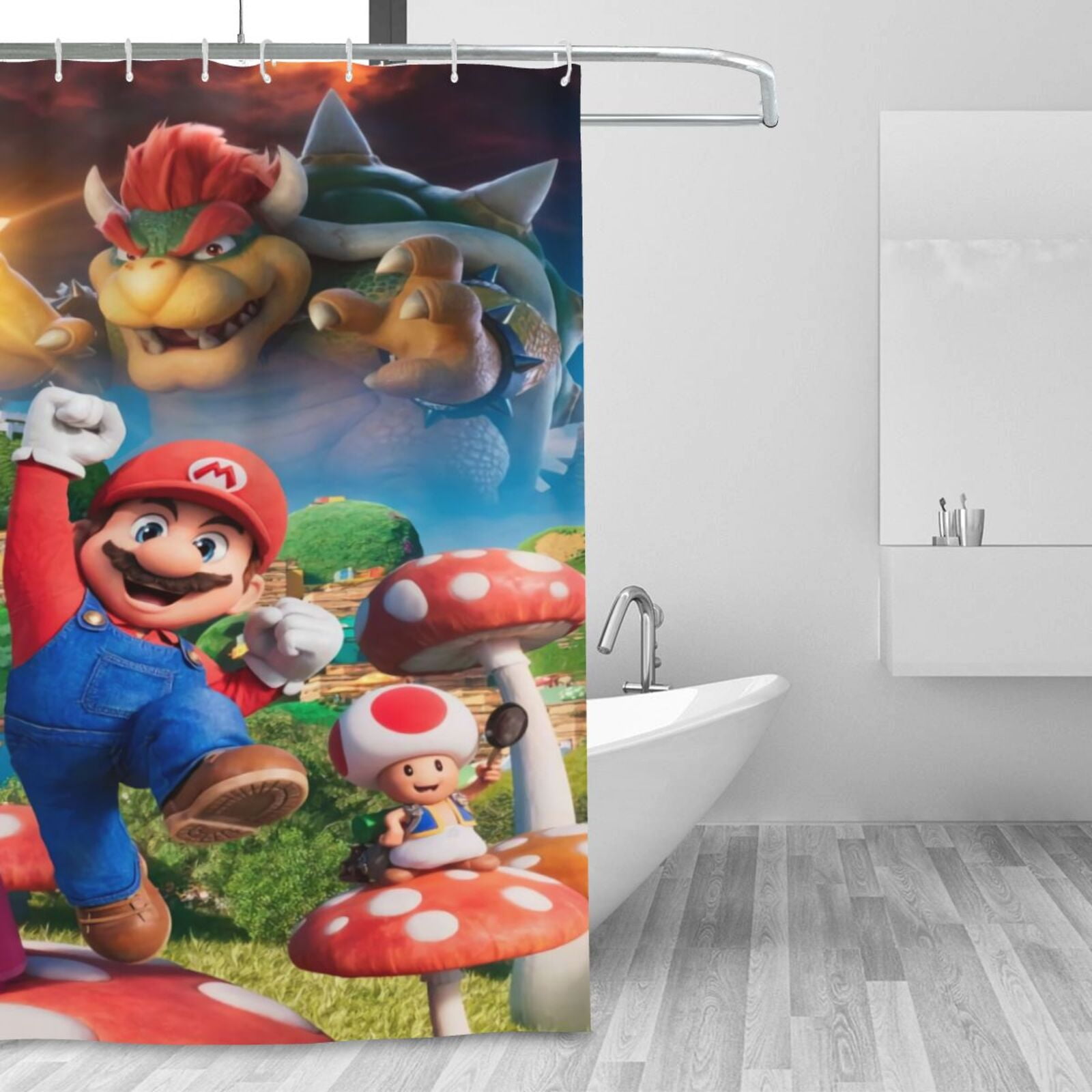 Super Mario Bros. Movie Shower Curtains With Hooks, Waterproof Bath ...