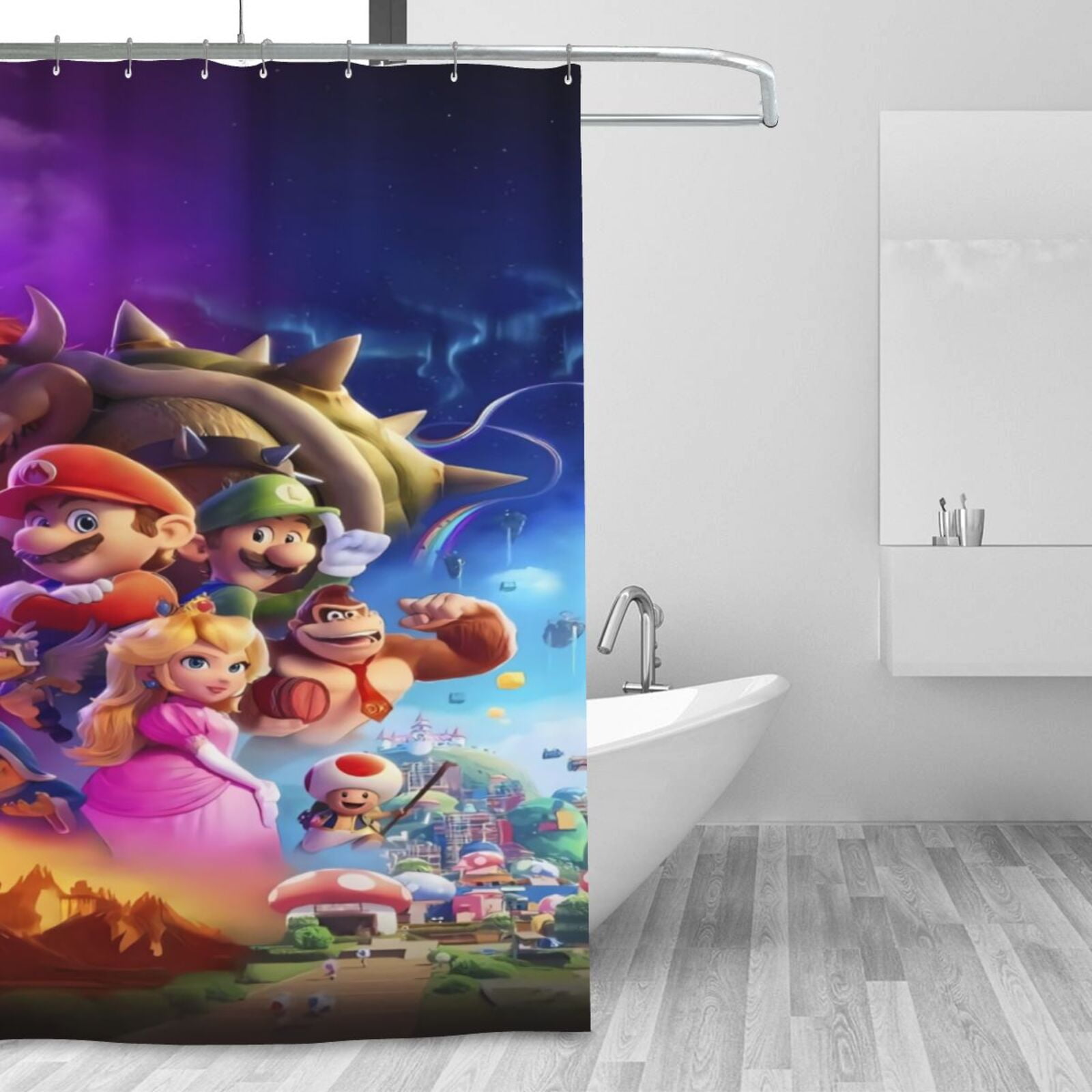 Super Mario Bros. Movie Shower Curtains With Hooks, Waterproof Bath ...