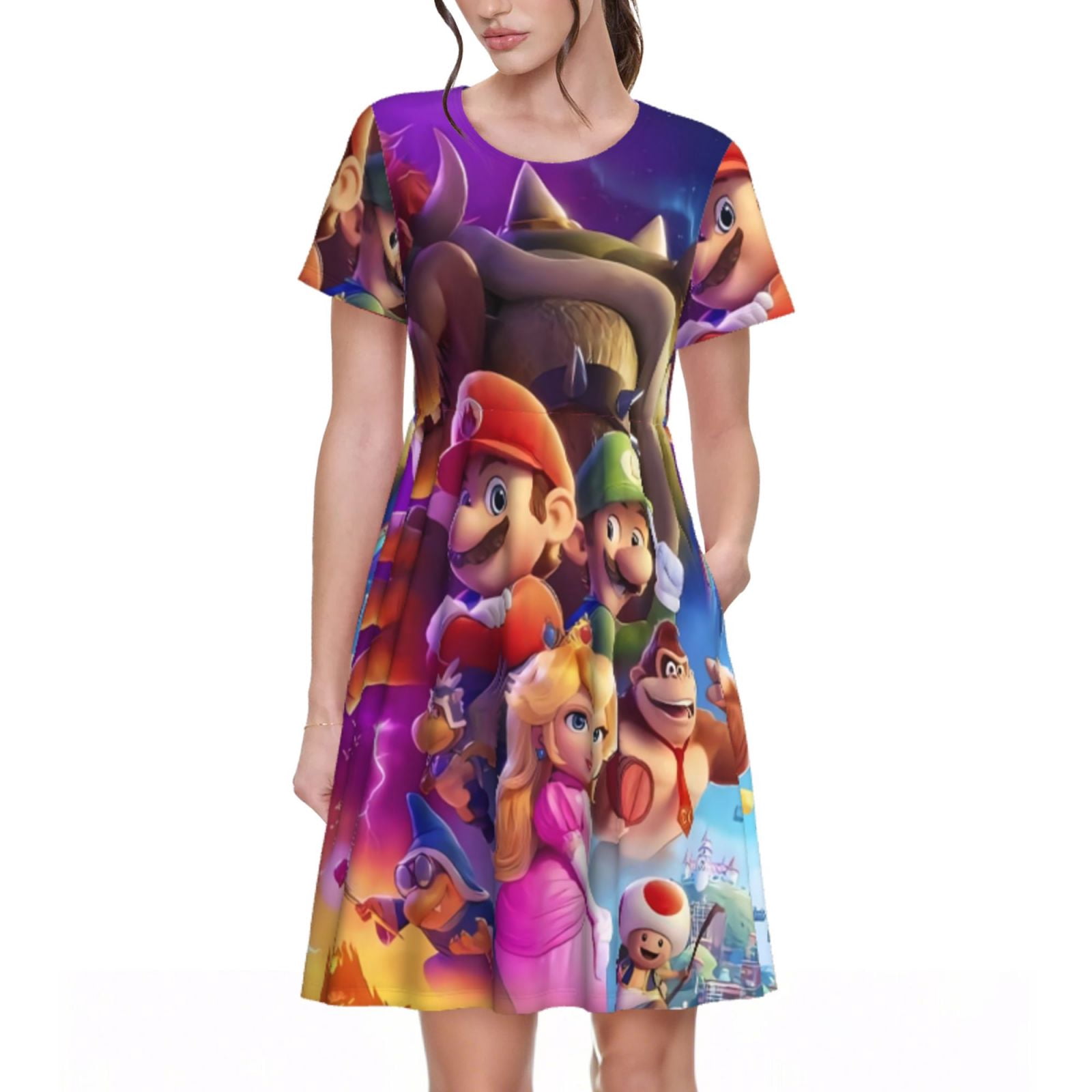 Super Mario Bros. Movie Women 2025 Summer Casual Dress Short Sleeve ...
