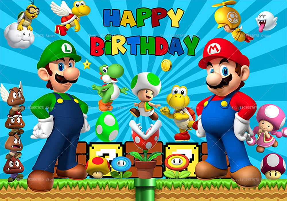 Super Mario Bros Photography Backdrop Boys Kid Birthday Party ...