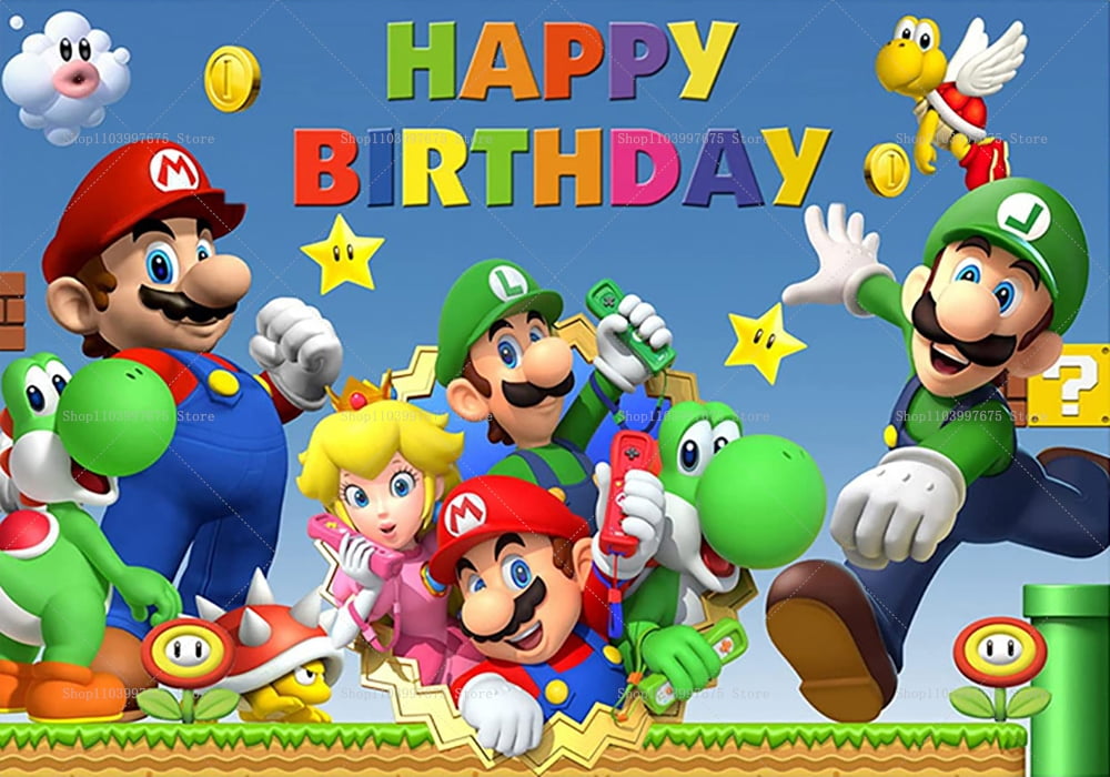 Super Mario Bros Photography Backdrop Boys Kid Birthday Party ...