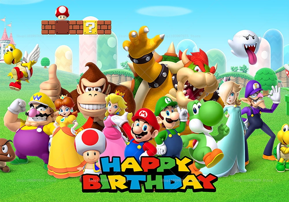 Super Mario Bros Photography Backdrop Boys Kid Birthday Party ...