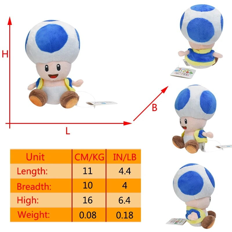 Super Mario Bros Plush Dolls Anime Game Character Red Green Toad