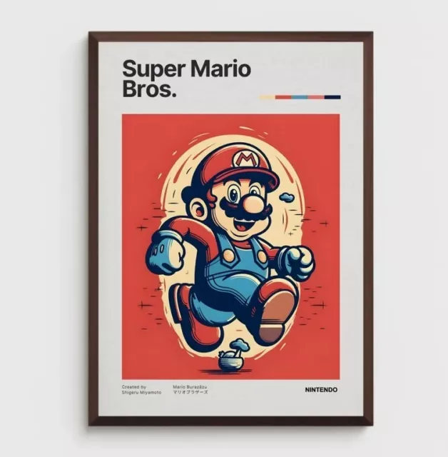Super Mario Bros Poster For Gaming Room Decor, Vintage Video Game Print ...