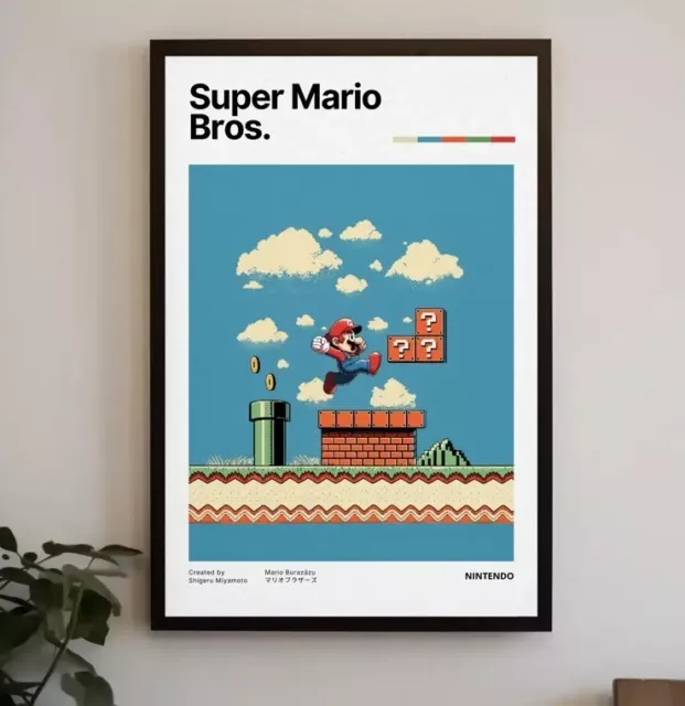 Super Mario Bros Poster For Gaming Room Decor, Vintage Video Game Print ...