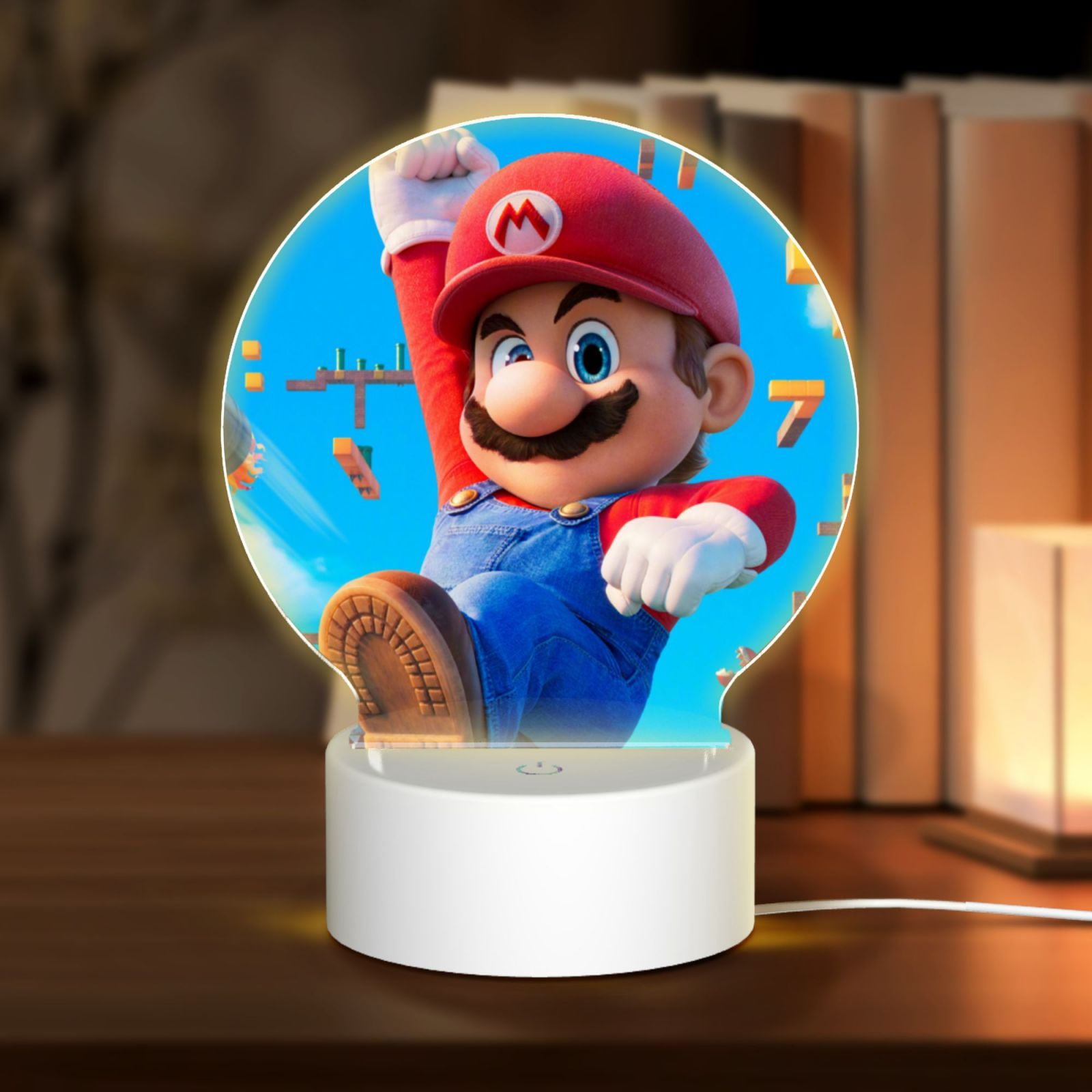 Super Mario Bros Round Acrylic Night Light Decoration USB Cable LED ...