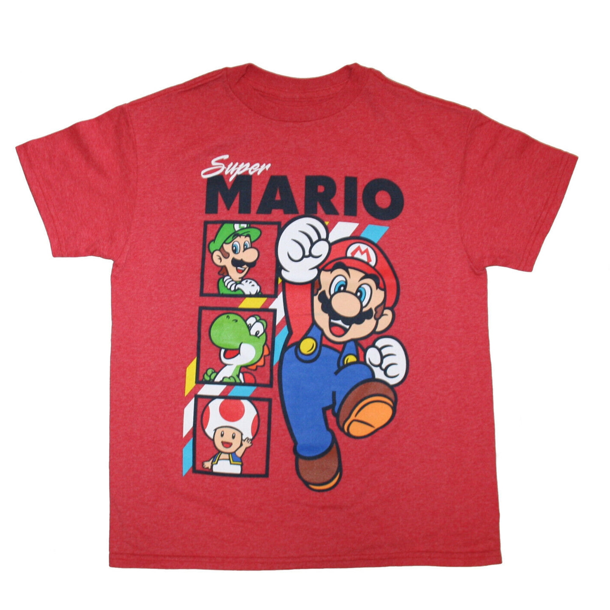 Super Mario Bros - Super Mario & Friends Big Boy's Red T-Shirt Small (8 ...