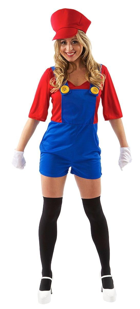 Walmart Female Super Plumber/Mario Inspired Adult Costume with Red ...