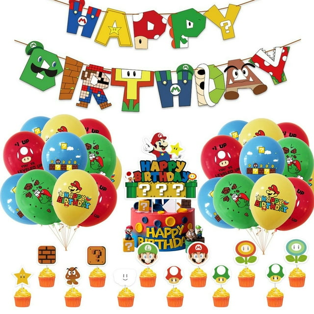 Super Mario Bros Themed Birthday Party Decor Supplies Kits, Including ...