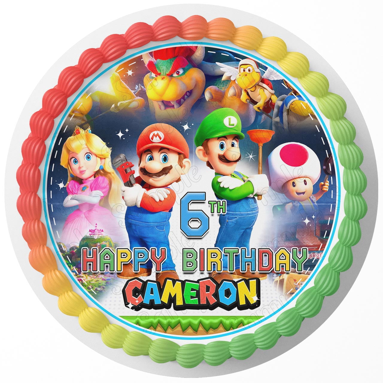 Super Mario Bros Toad Birthday Edible Image Cake Topper, by ...