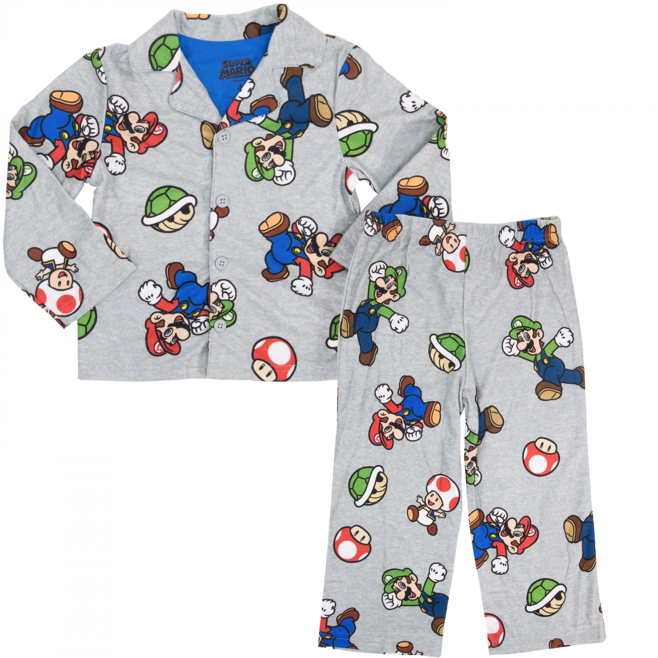 Super Mario Bros. Toad Luigi and Mario Boy's 2-Piece Pajamas-Size 4 ...