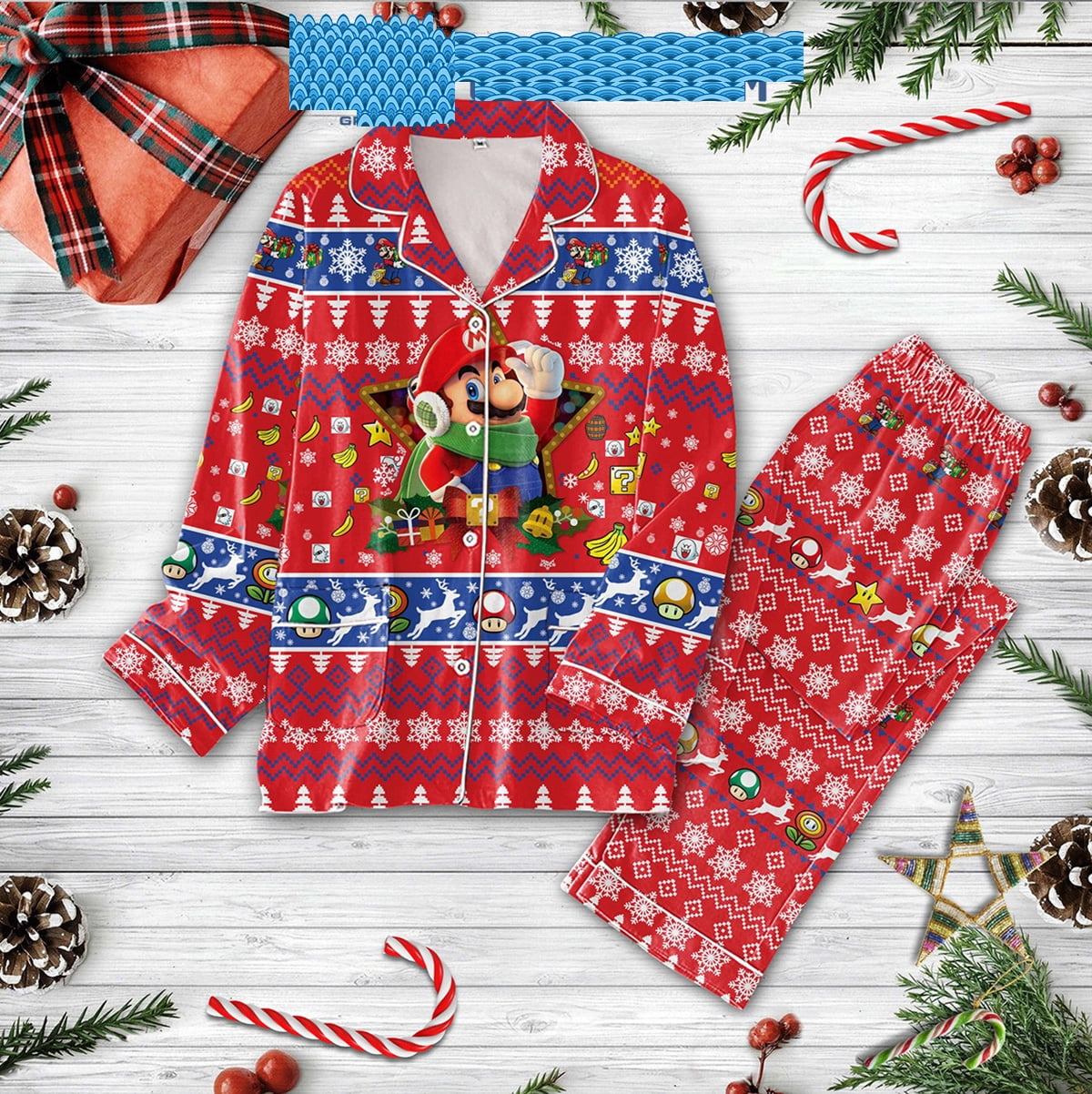 Super Mario Bros Video Game Movies Mario Christmas Gifts Silk Pajamas ...