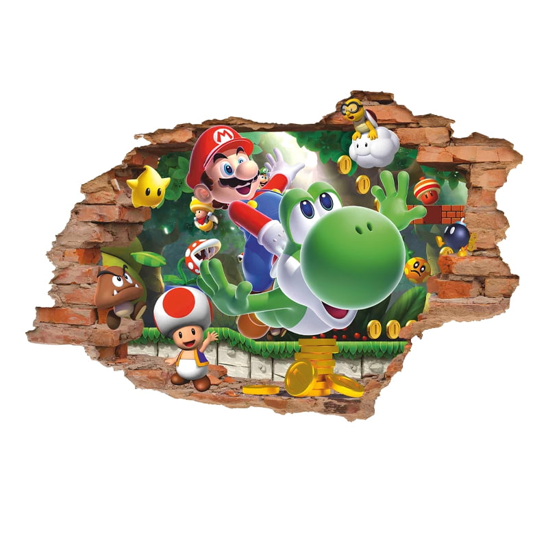 Super Mario Bros Wall Sticker For Bedroom Living Room Nursery Party ...