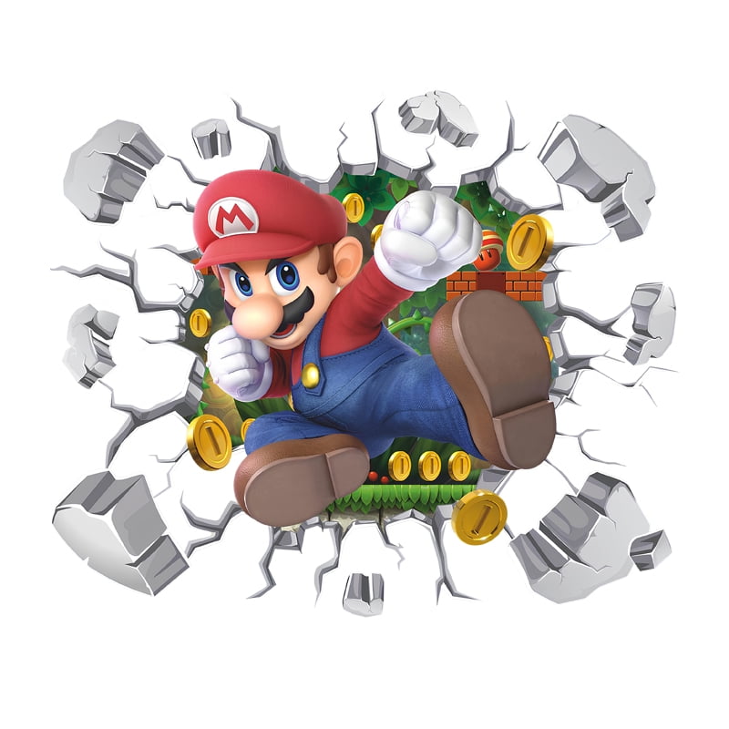 Super Mario Bros Wall Sticker For Bedroom Living Room Nursery Party ...