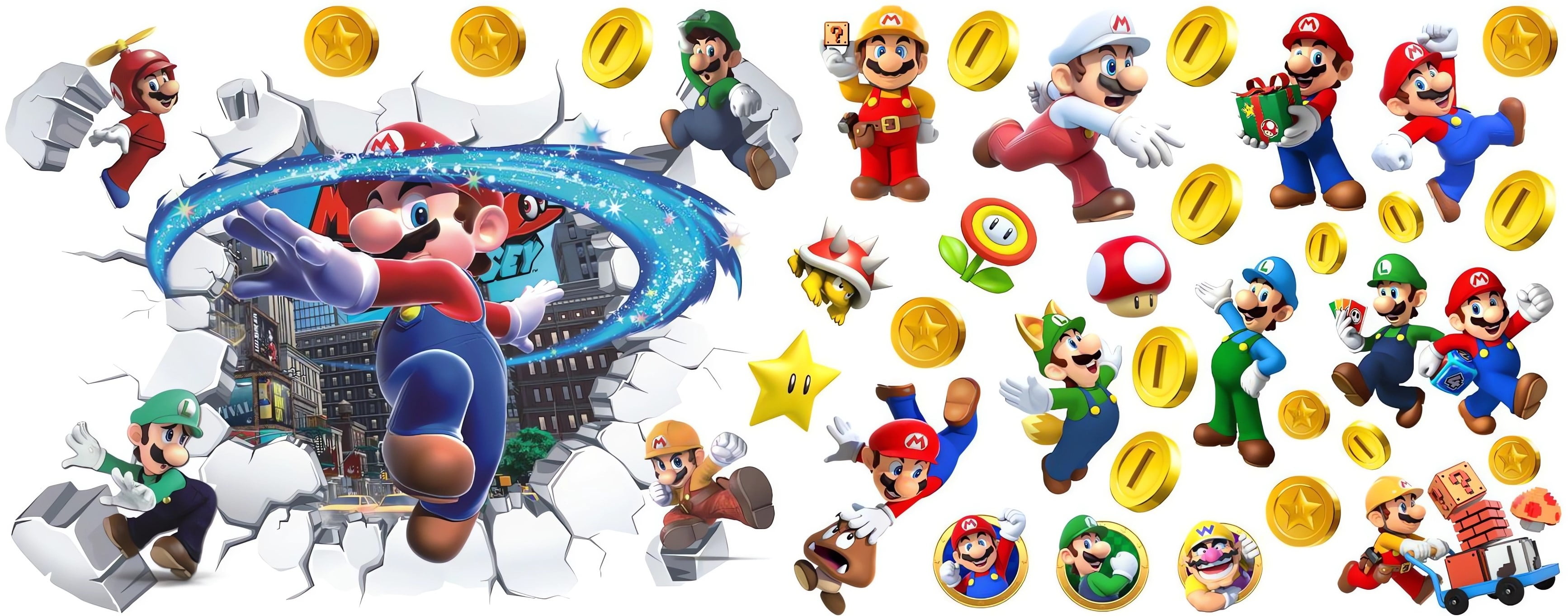 Super Mario Bros Wall Sticker For Bedroom Living Room Nursery Party ...