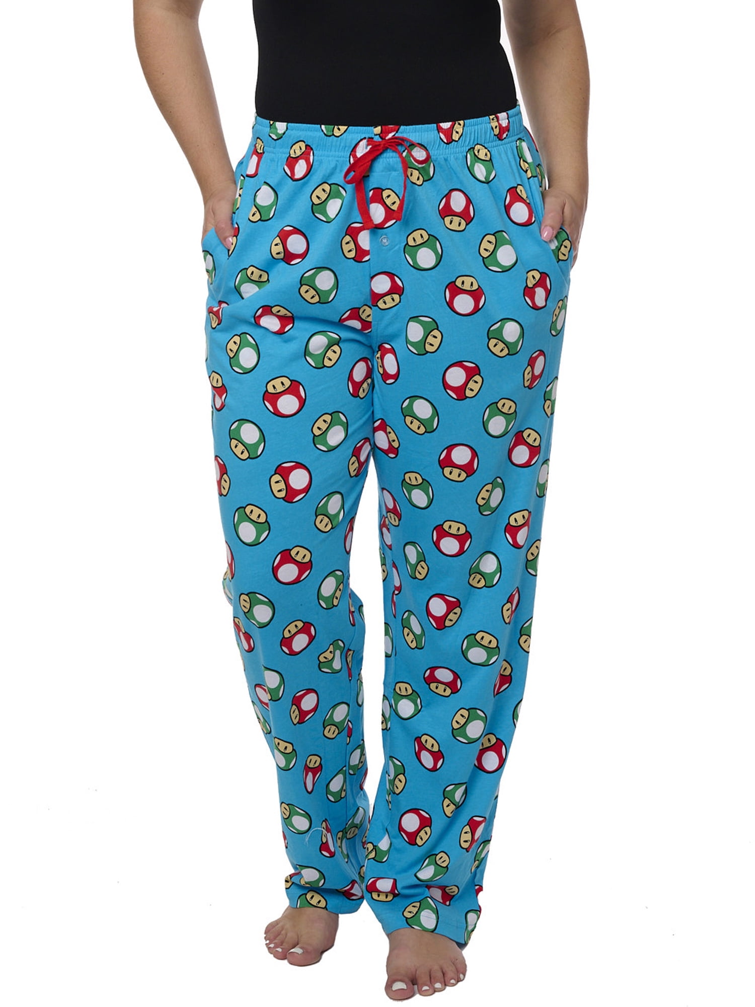 Super Mario Bros Women's Pajama Pants Lounge Wear Nintendo Blue ...