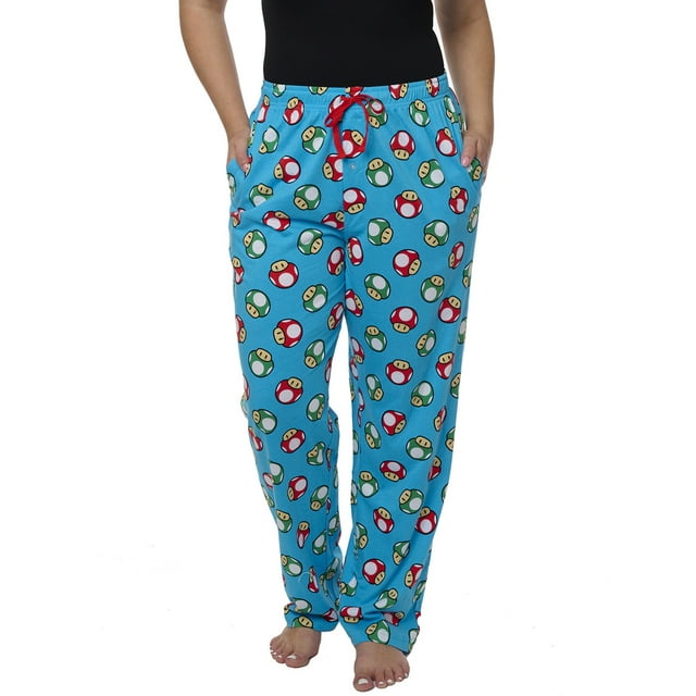 Super Mario Bros Women's Pajama Pants Lounge Wear Nintendo Blue ...