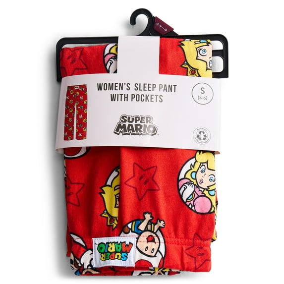 Super Mario Bros Women's Princess Peach and Toad Hacci Knit Wide Leg ...