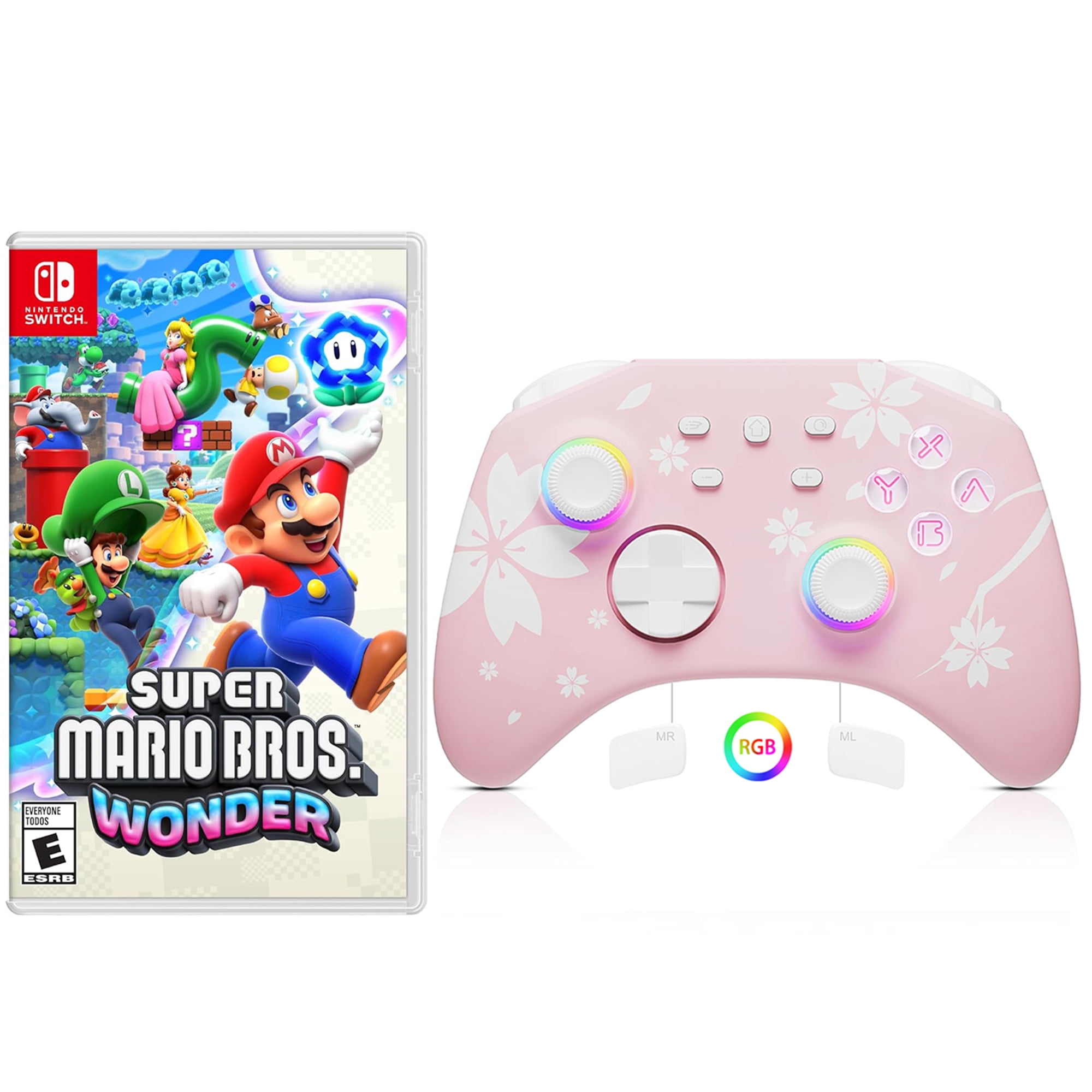 Super Mario Bros.™ Wonder Game Disc and Upgraded Switch Pro Controller ...