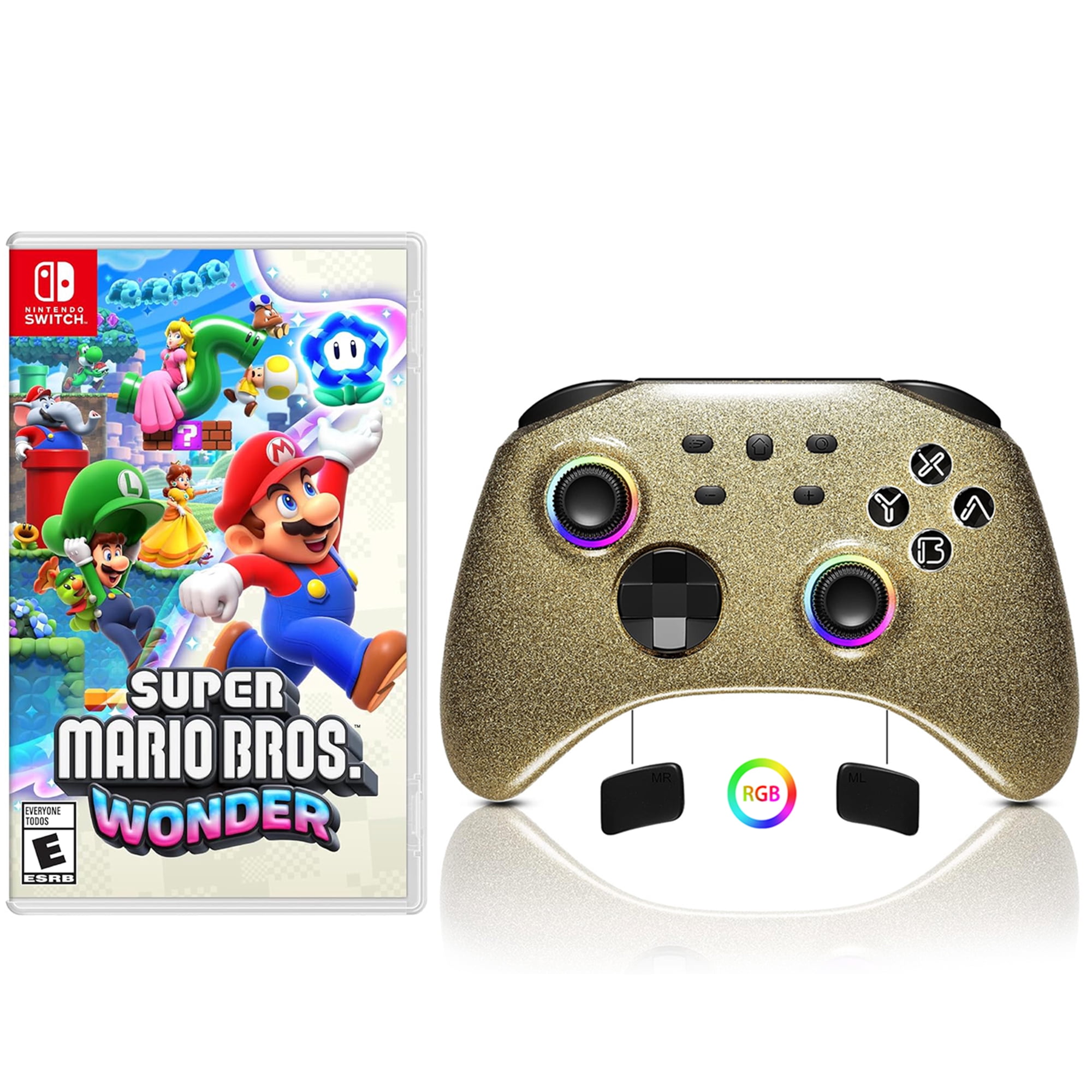 Super Mario Bros.™ Wonder Game Disc and Upgraded Switch Pro Controller ...